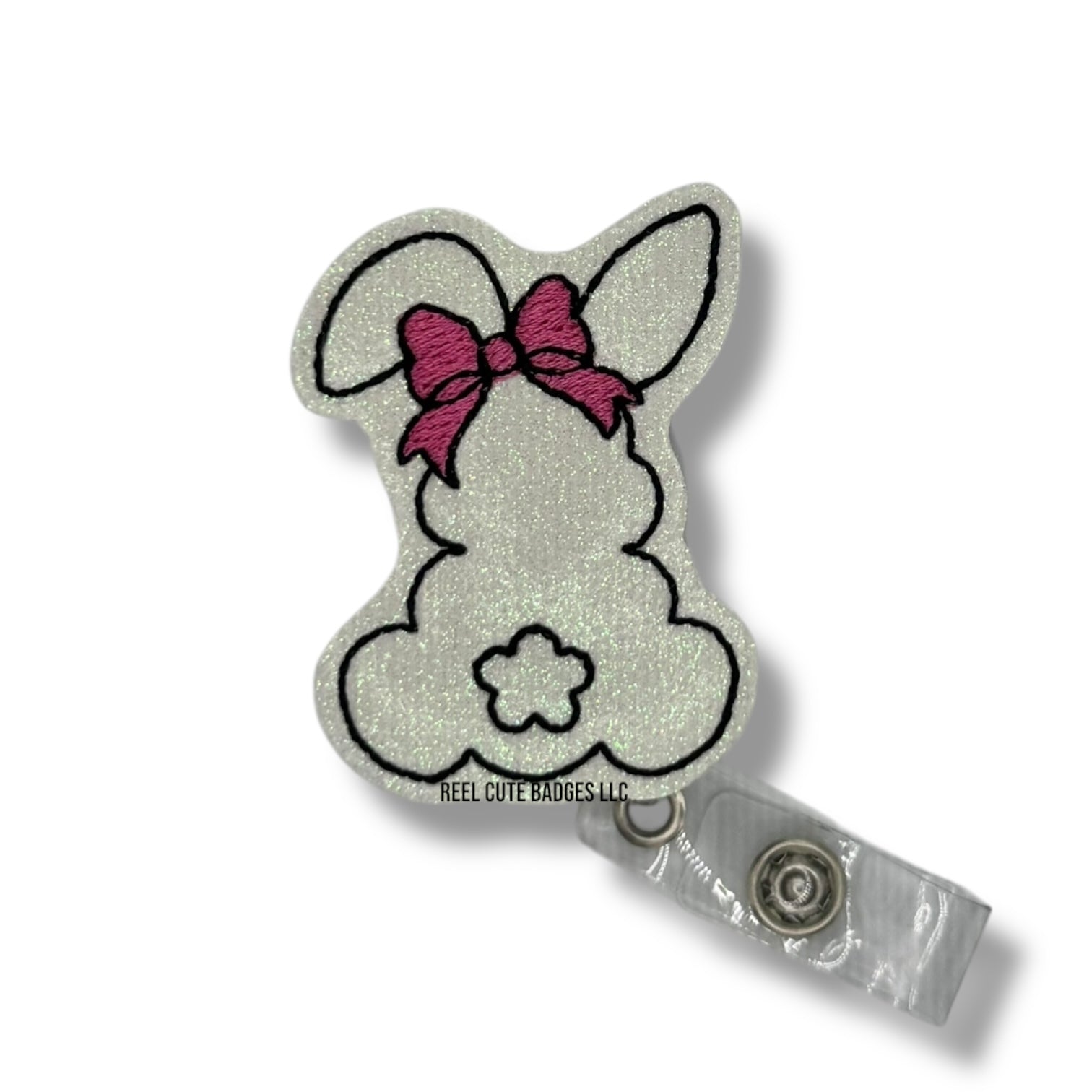 Bunny Backside with Bow – Reel Cute Badges